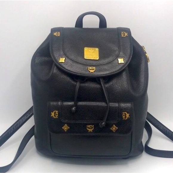 MCM | Bags | Designer Mcm Black Vintage Backpack | Poshmark